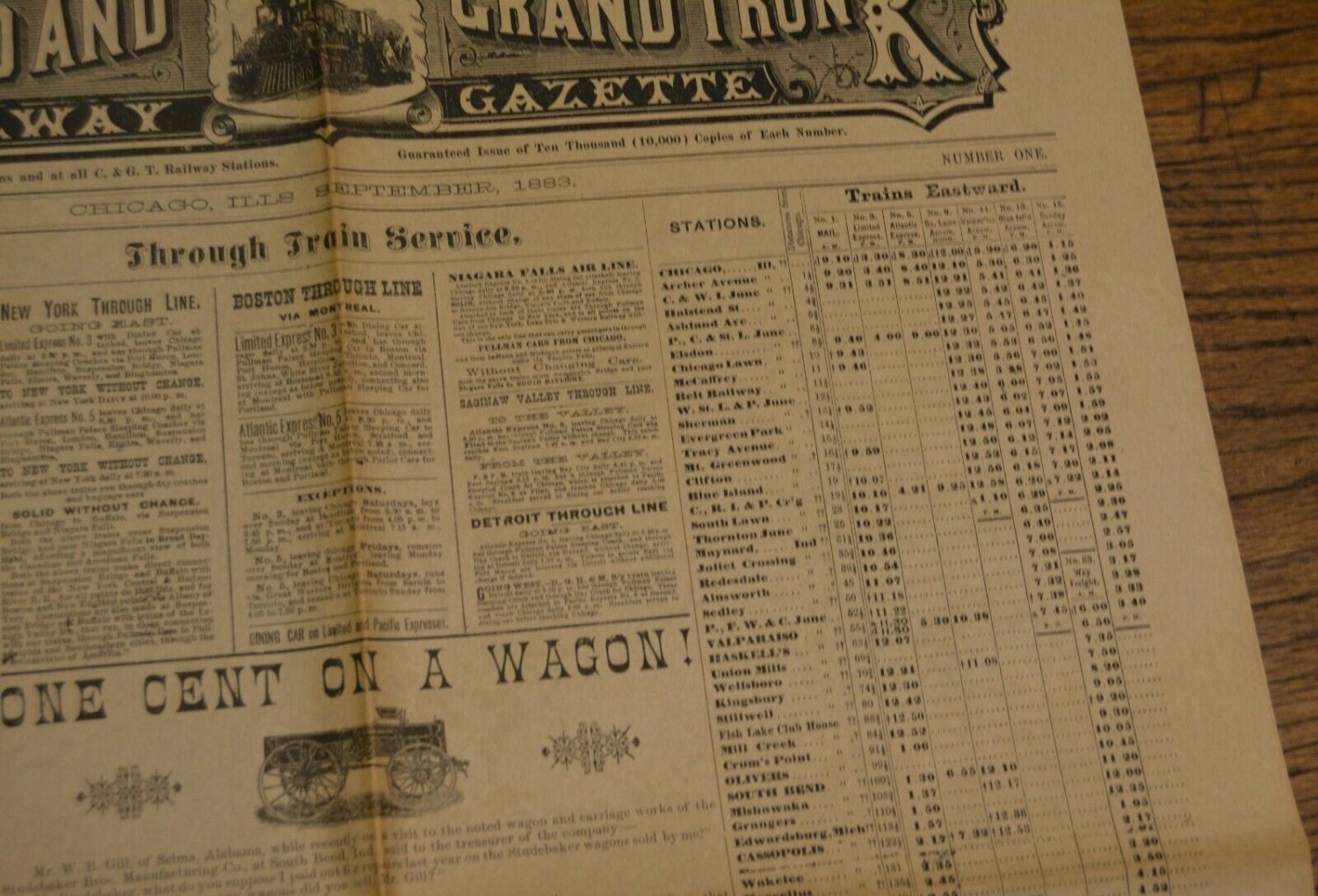 Rare Antique 1883 CHICAGO AND & GRAND TRUNK RAILWAY GAZETTE VOL 1 # 1 ...