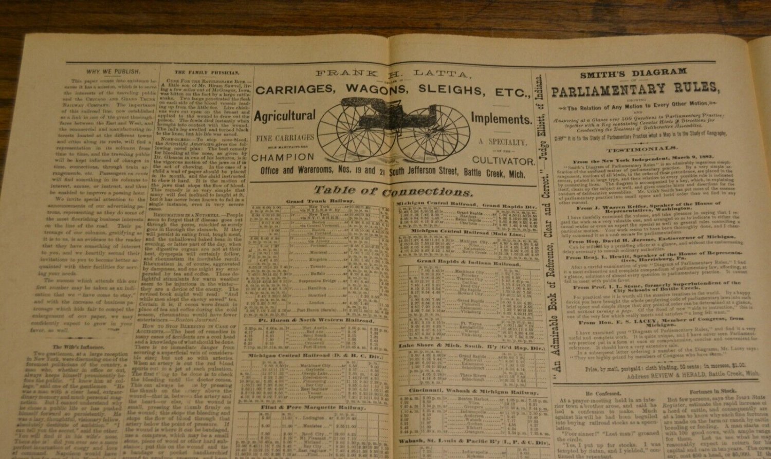 Rare Antique 1883 CHICAGO AND & GRAND TRUNK RAILWAY GAZETTE VOL 1 # 1 ...