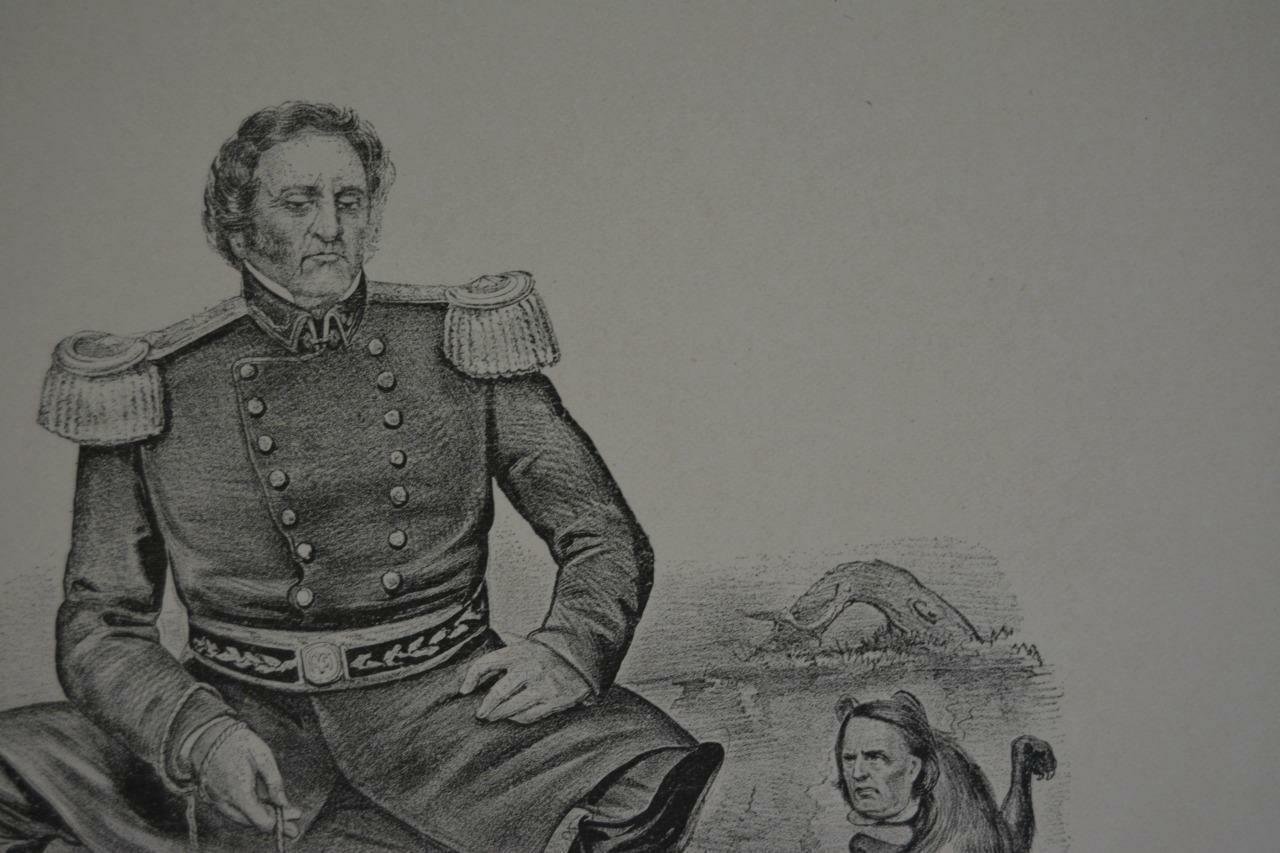 Antique Civil War Political Cartoon General Scott Jefferson Davis ...