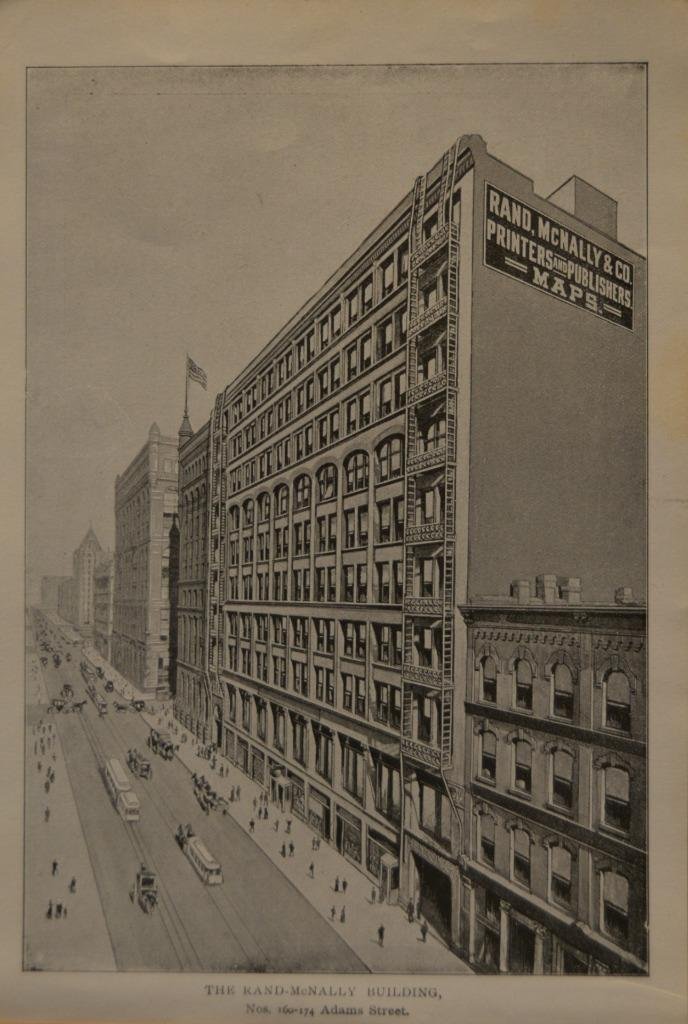 Chicago Downtown Rand McNally Building Rare Antique Print 1902