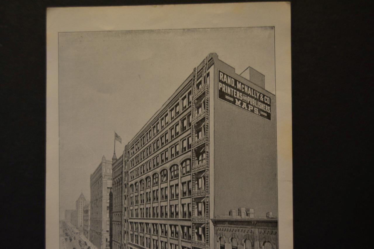 Chicago Downtown Rand McNally Building Rare Antique Print 1902