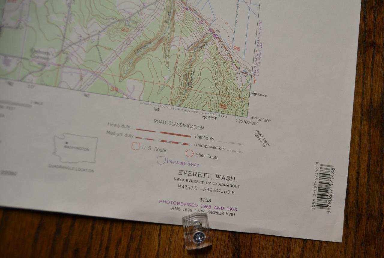 Everett Washington USGS Topographic Map Printed 1976 22x27 Wall Art
