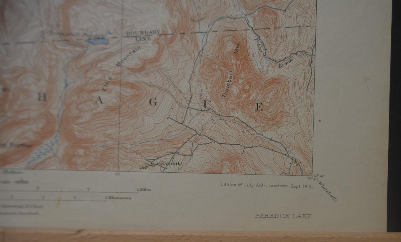 Paradox Lake New York Antique Original USGS Topographic Map 1914 16x20