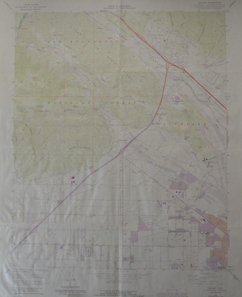 USGS Topographic Map Devore California Printed 1988 Wall Art Collectible