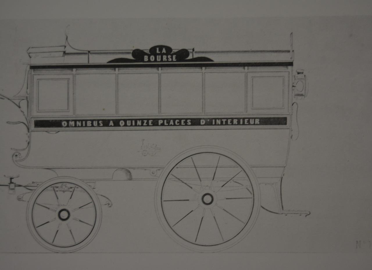 Paris France Horse Drawn Bus French Exhibition Antique Original 1900 Art