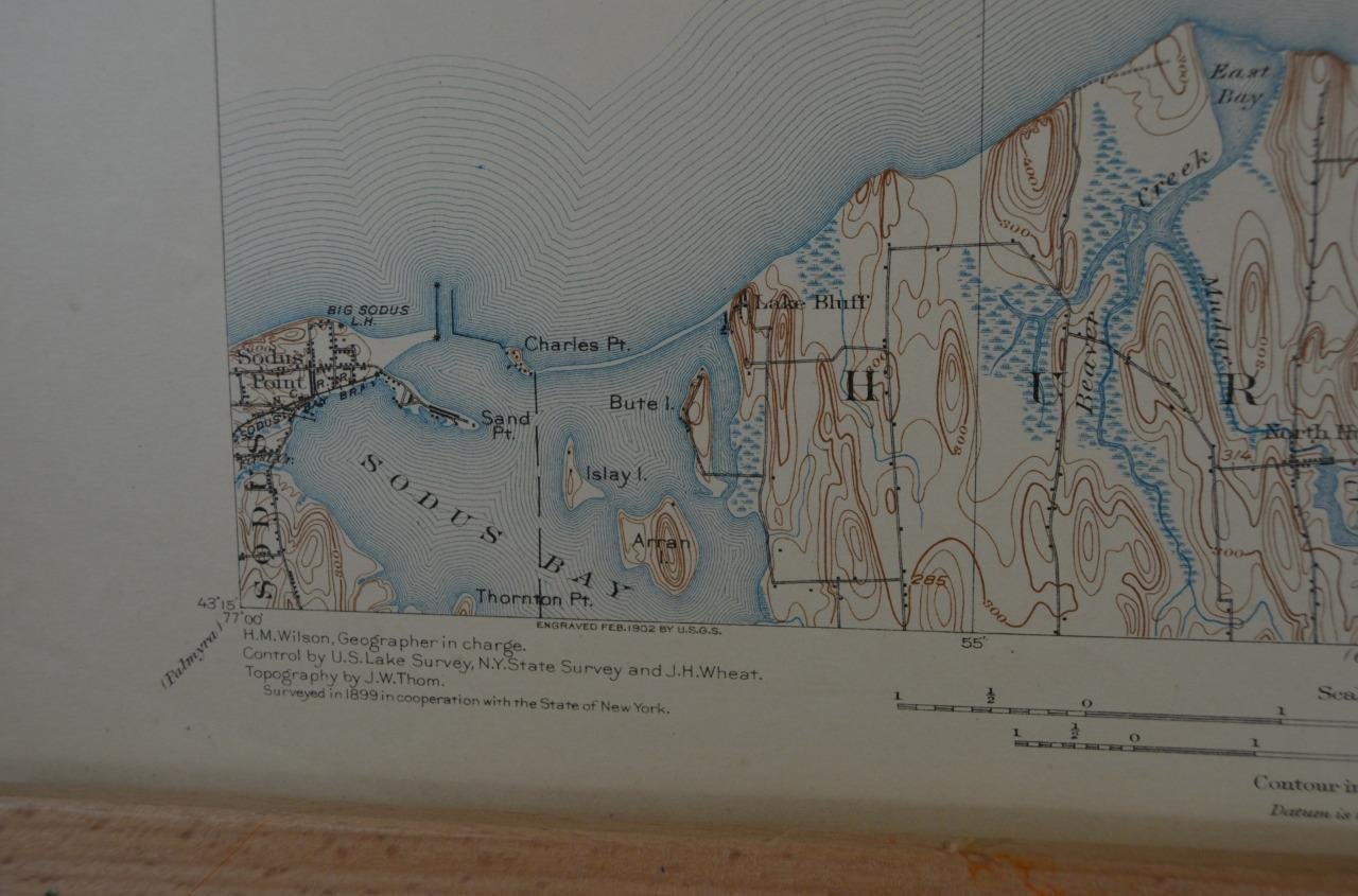 Sodus Bay New York Map Antique USGS Topographic Map Printed 1921 16x20 Art