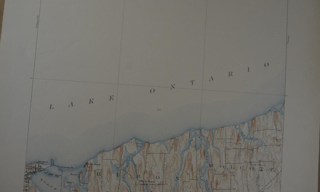 Sodus Bay New York Map Antique USGS Topographic Map Printed 1921 16x20 Art