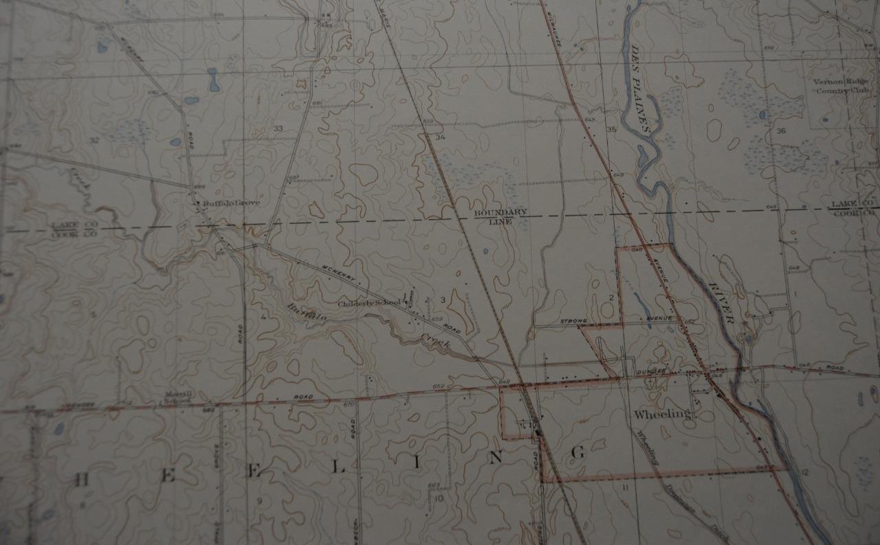 Wheeling Illinois Antique Topographic Map Original 1928 20x27 Wall Art