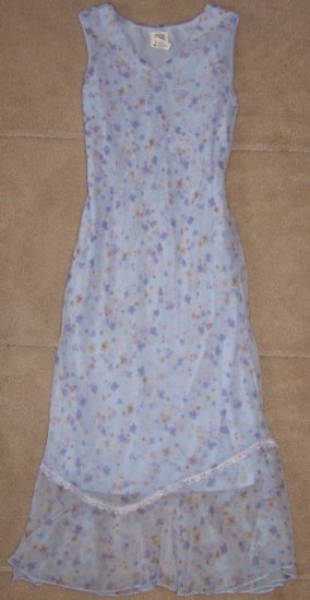 Girls Light Blue Flowered Party Sundress 12