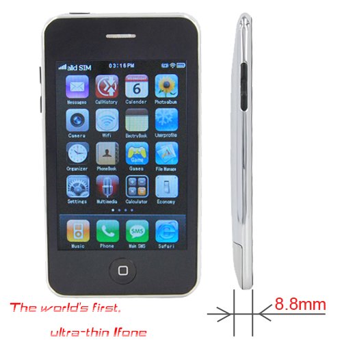 Ultra Thin 3.5 Inch Large Touch Screen WIFI/JAVA Quadband Cell Phone