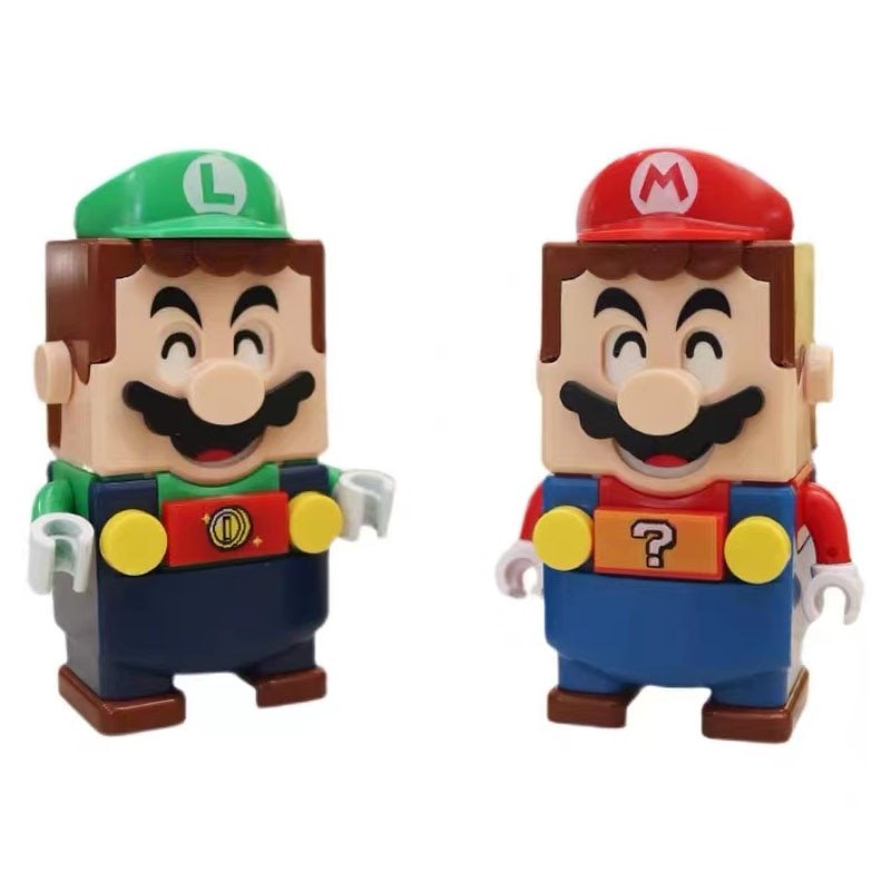 New Super Mario Bros Blocks Luigi Mini Buliding Blocks Action Toy Figures