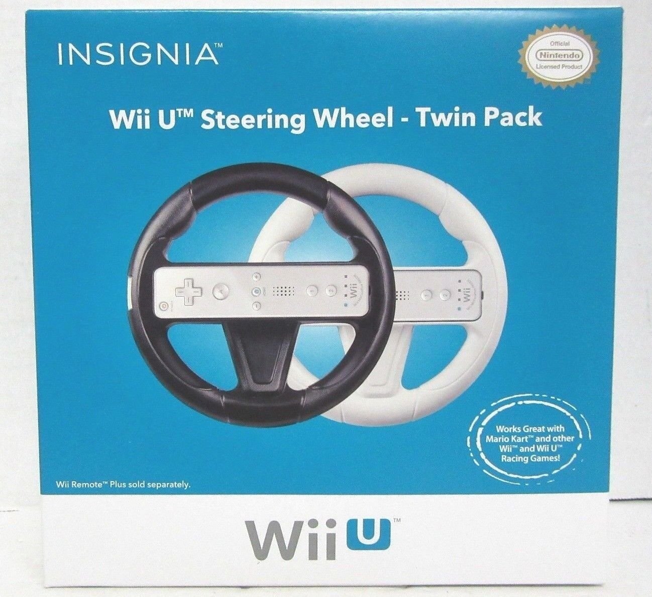 NEW INSIGNIA Wii U Steering Wheel - Twin Pack - Black & White NS-GWIISW101