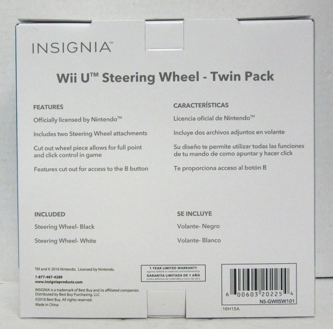 NEW INSIGNIA Wii U Steering Wheel - Twin Pack - Black & White NS-GWIISW101