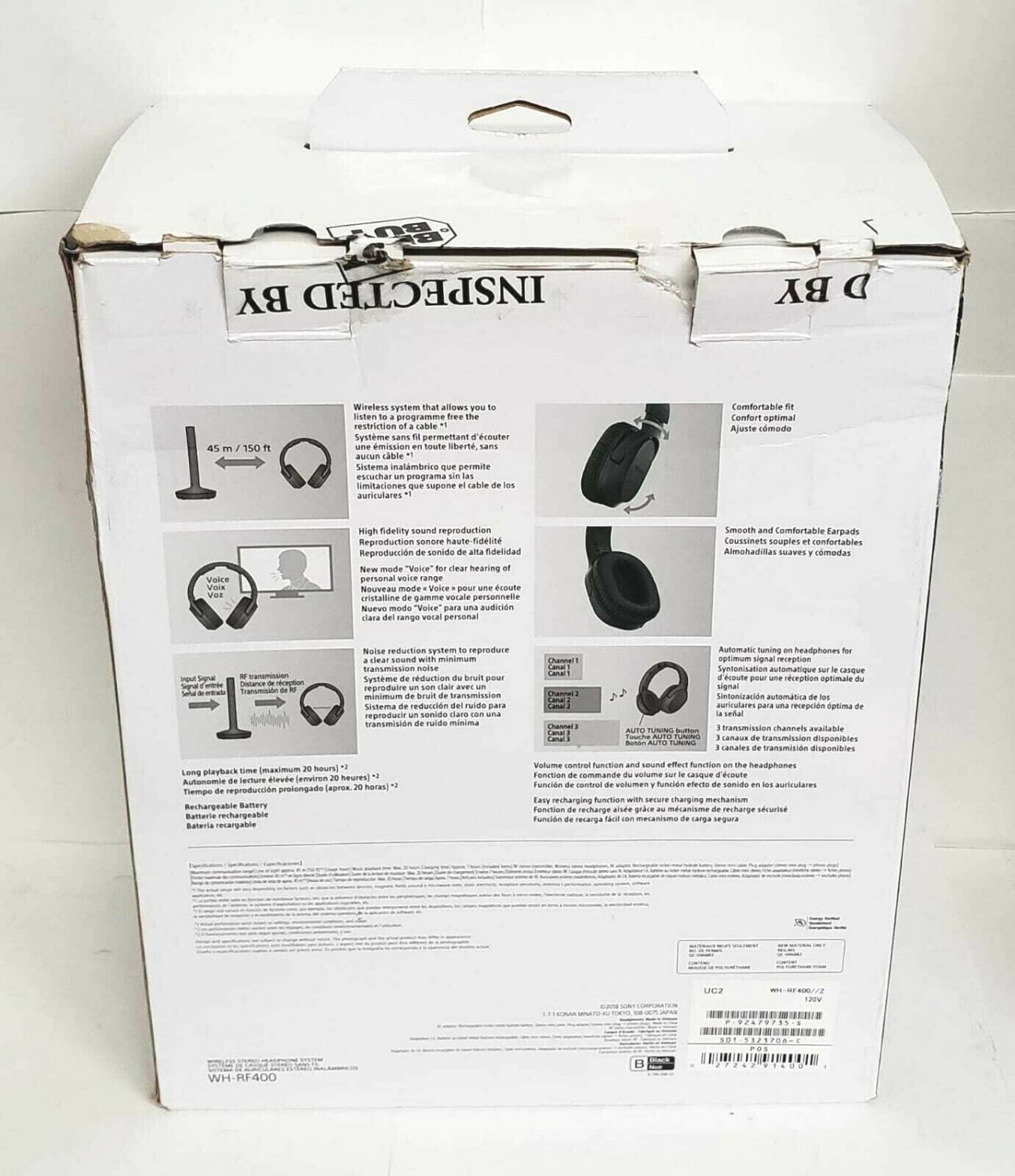 Sony RF400 Wireless Home Theater Headphones - Black *EXCELLENT #101