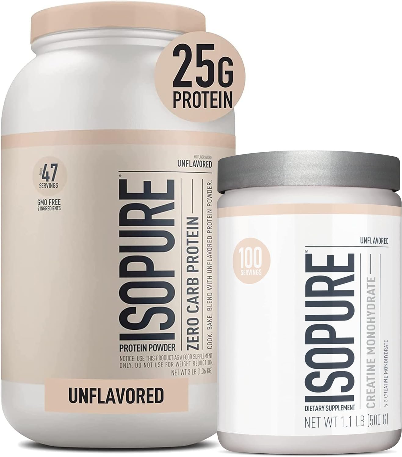 Isopure Unflavored Bundle Unflavored Whey Protein Isolate (47 Servings)