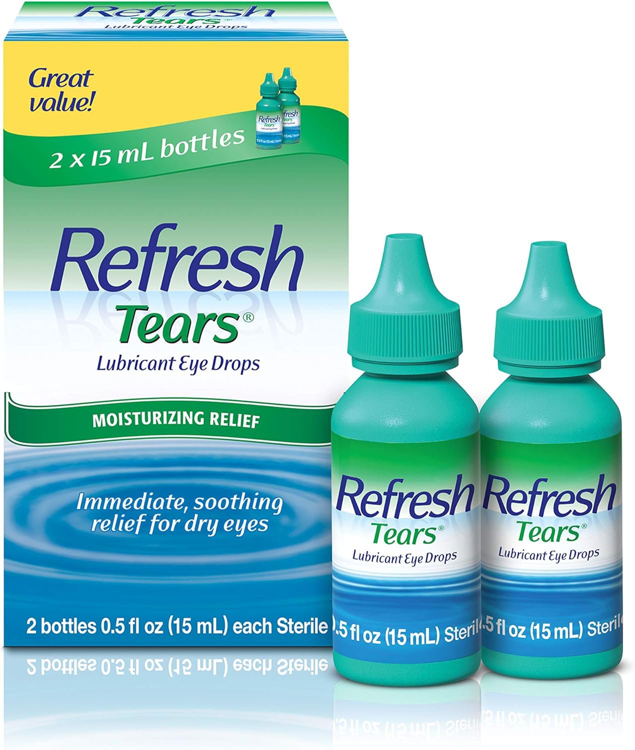 Refresh Tears Lubricant Eye Drops Artificial Tears, 2x0.5 fl oz (30 mL ...