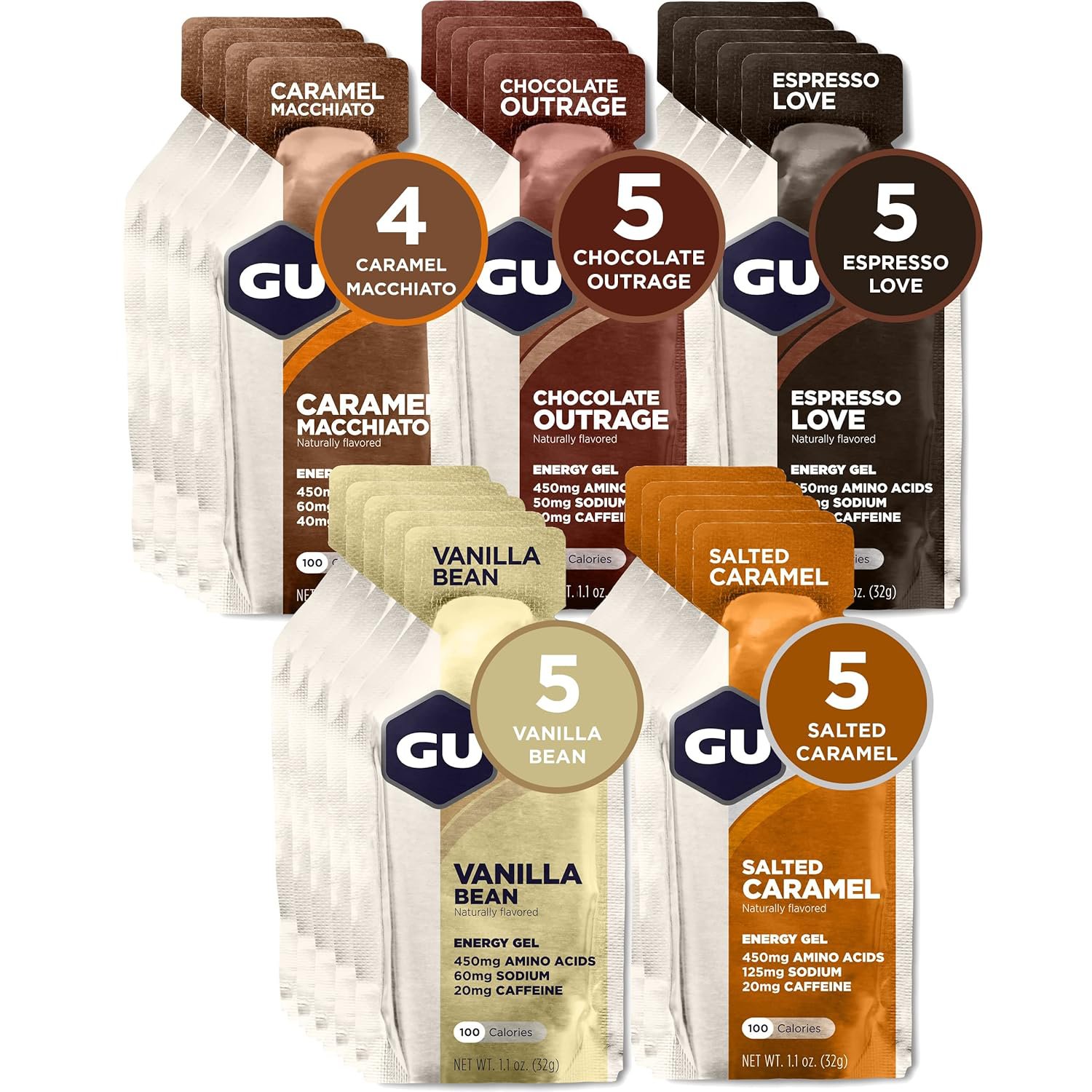 GU Energy Original Sports Nutrition Energy Gel, Vegan, Gluten-Free, Kosher,