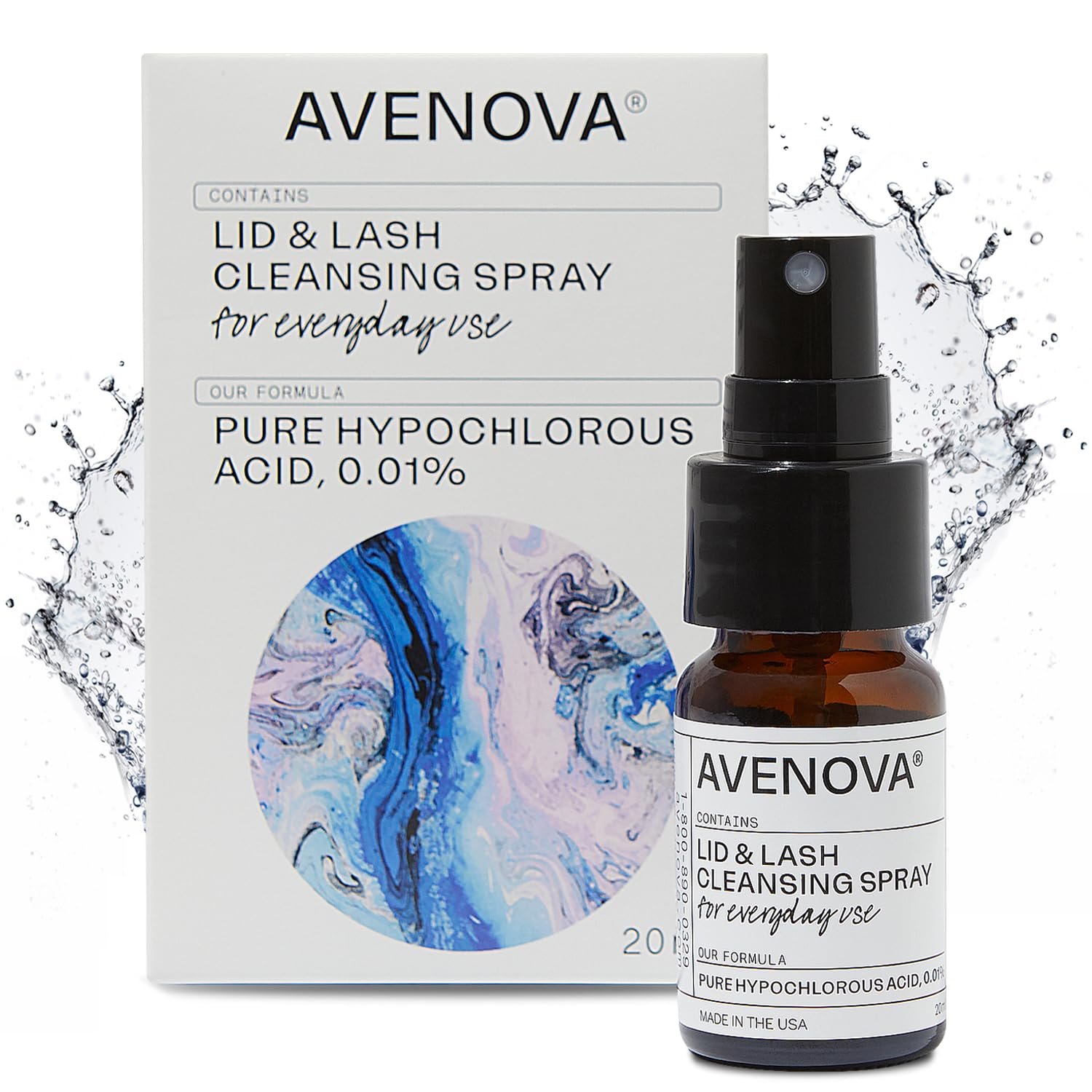 Avenova Eyelid and Eyelash Cleanser Spray - Pure Hypochlorous Acid,