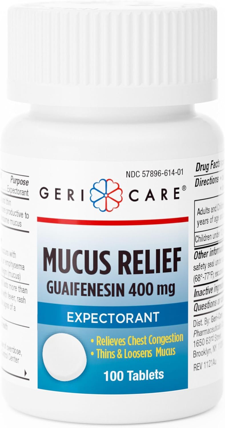 Mucus Relief Tablets by Geri-Care | Expectorant for Chest Congestion Relief