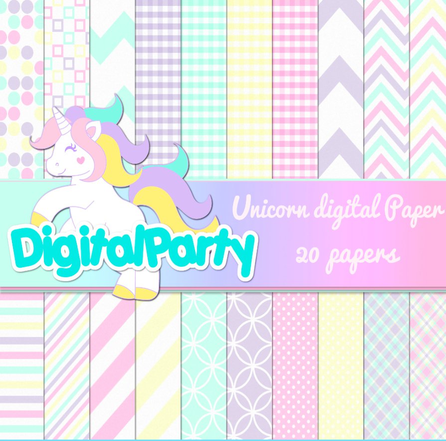 Unicorn Digital paper pack