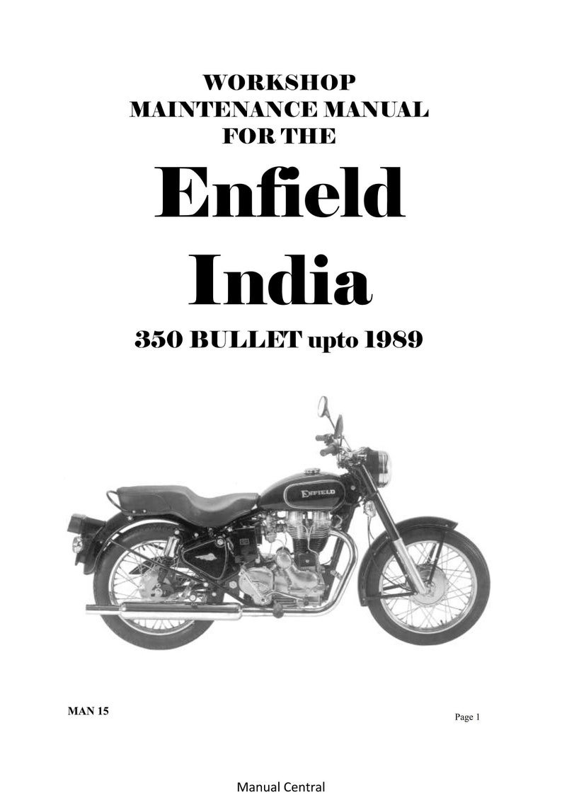 1977 To 1989 Enfield India 350 Bullet Workshop Service Repair Manual