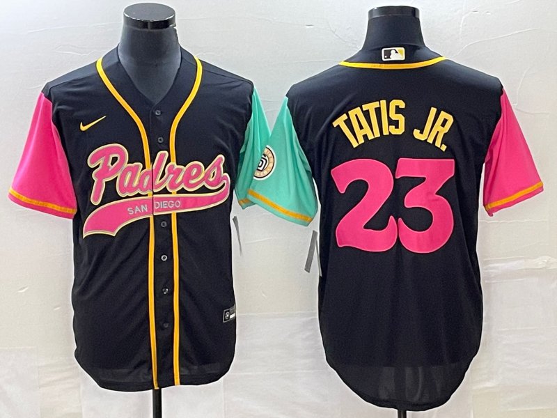 Fernando Tatis Jr. Padres Black Pink Fashion Replica Jersey