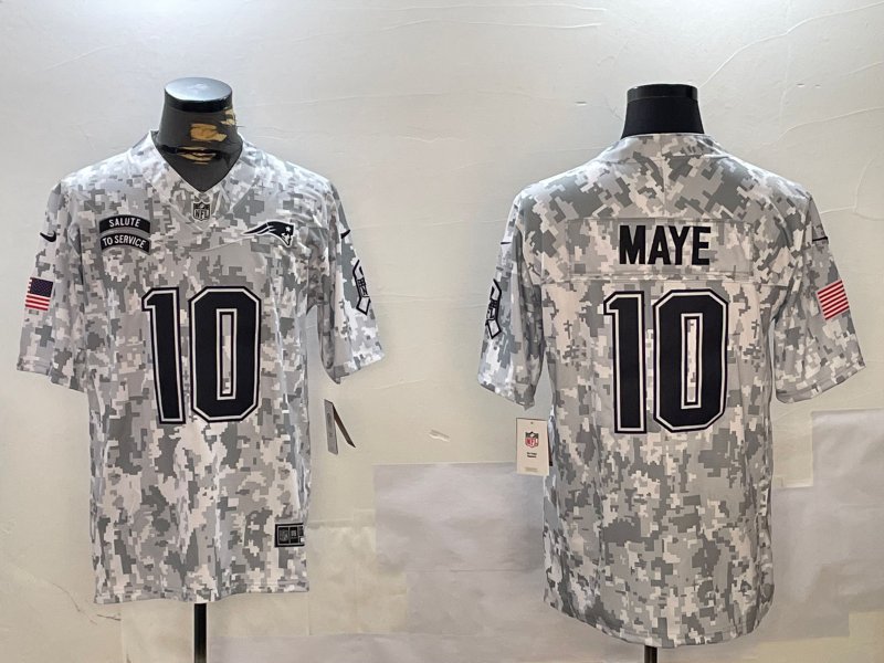 Drake Maye Patriots Camo Salute to Service Limited Jersey