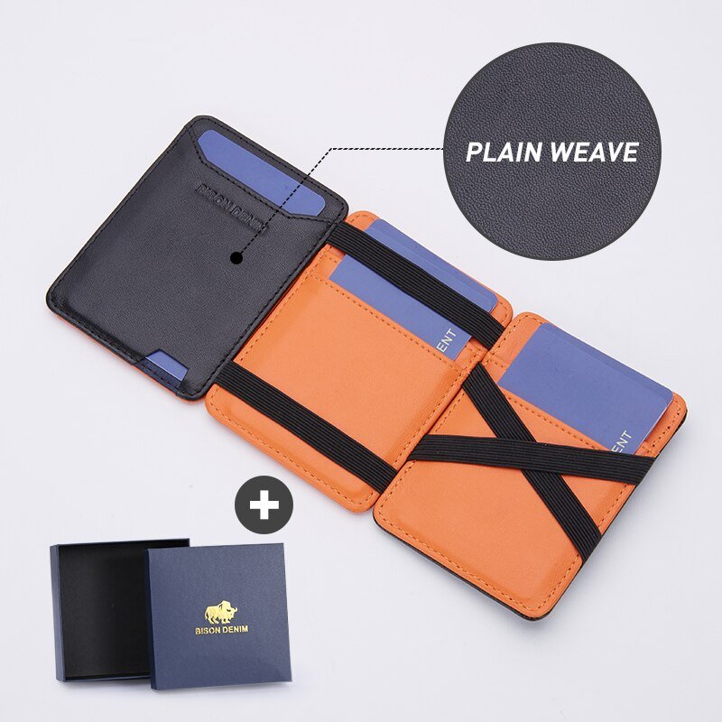 A with box_BISON DENIM Leather Magic Wallet for Men Trifold Slim Rifd ...