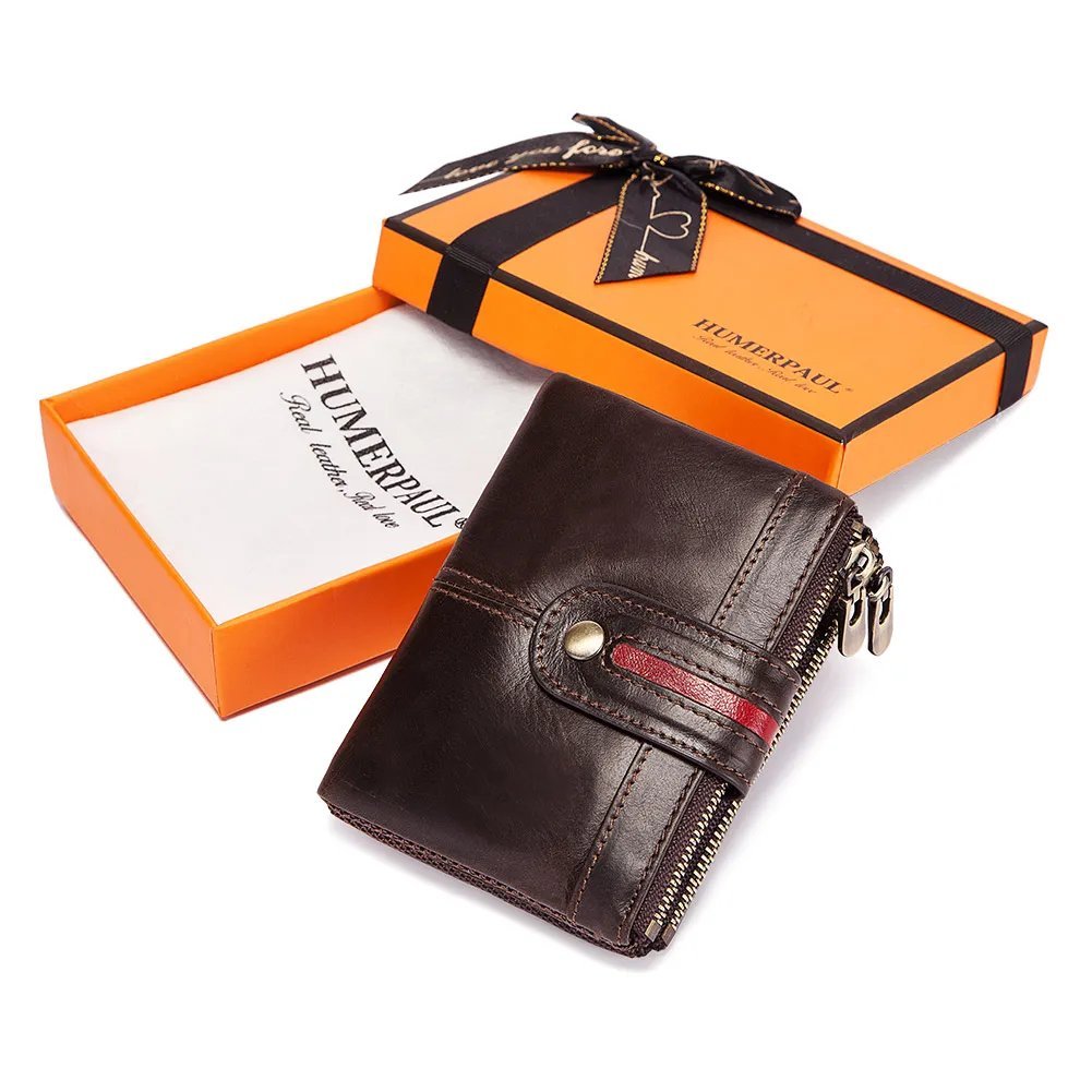 coffee with box_HUMERPAUL 100% Genuine Leather Mens Casual Wallet RFID ...