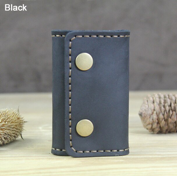Black_FANCODI Handmade Vintage Genuine Leather Key Holder Men keyChain ...