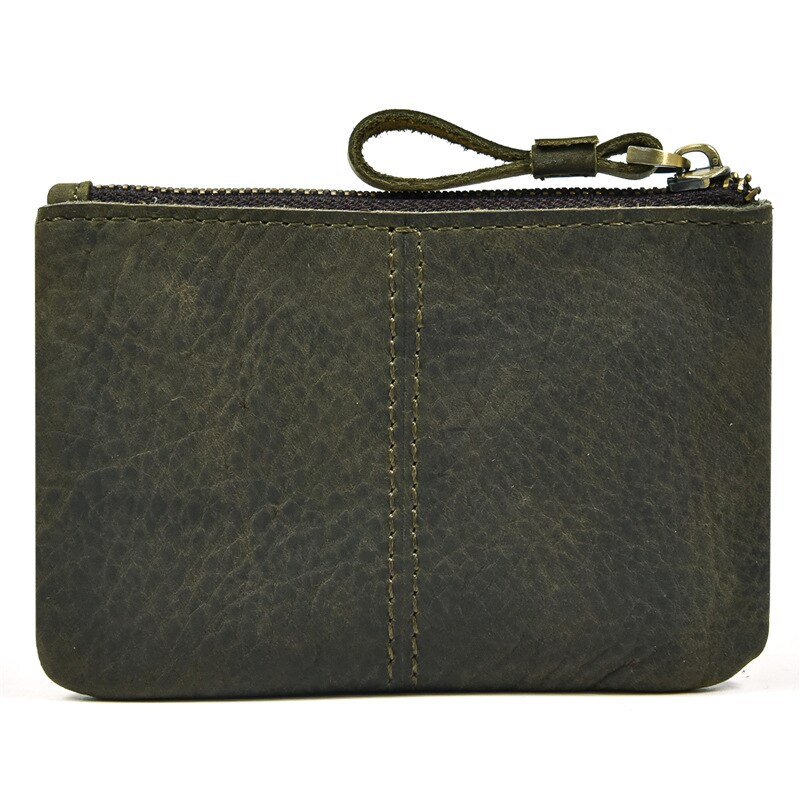 army green_Retro Crazy Horse Leather Zero Wallet Leather Men's and ...