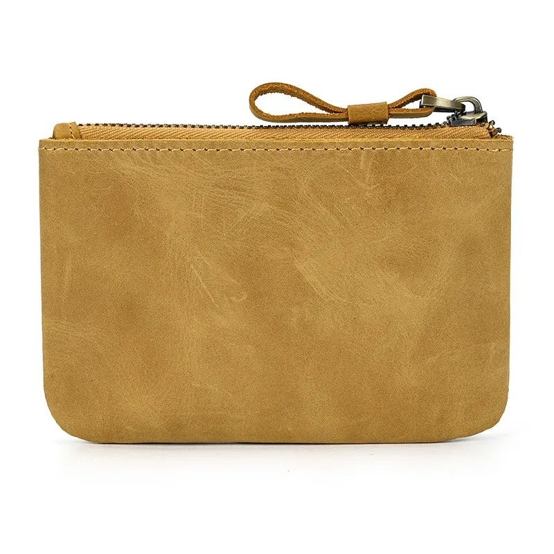 Crazy Horse brown_Retro Crazy Horse Leather Zero Wallet Leather Men's ...