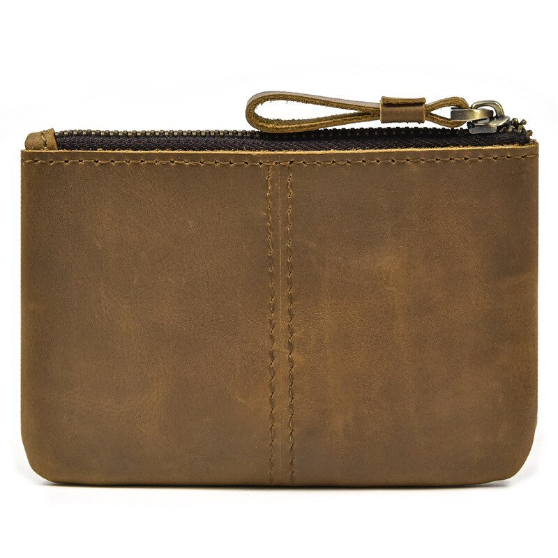 light brown_Retro Crazy Horse Leather Zero Wallet Leather Men's and ...
