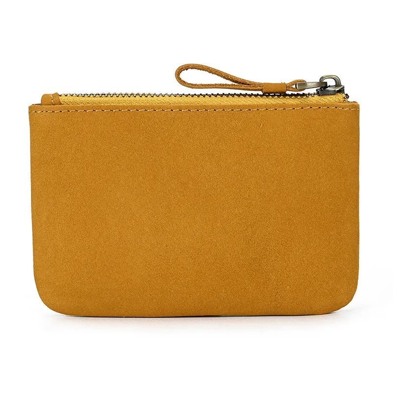 Mad Horse yellow_Retro Crazy Horse Leather Zero Wallet Leather Men's ...