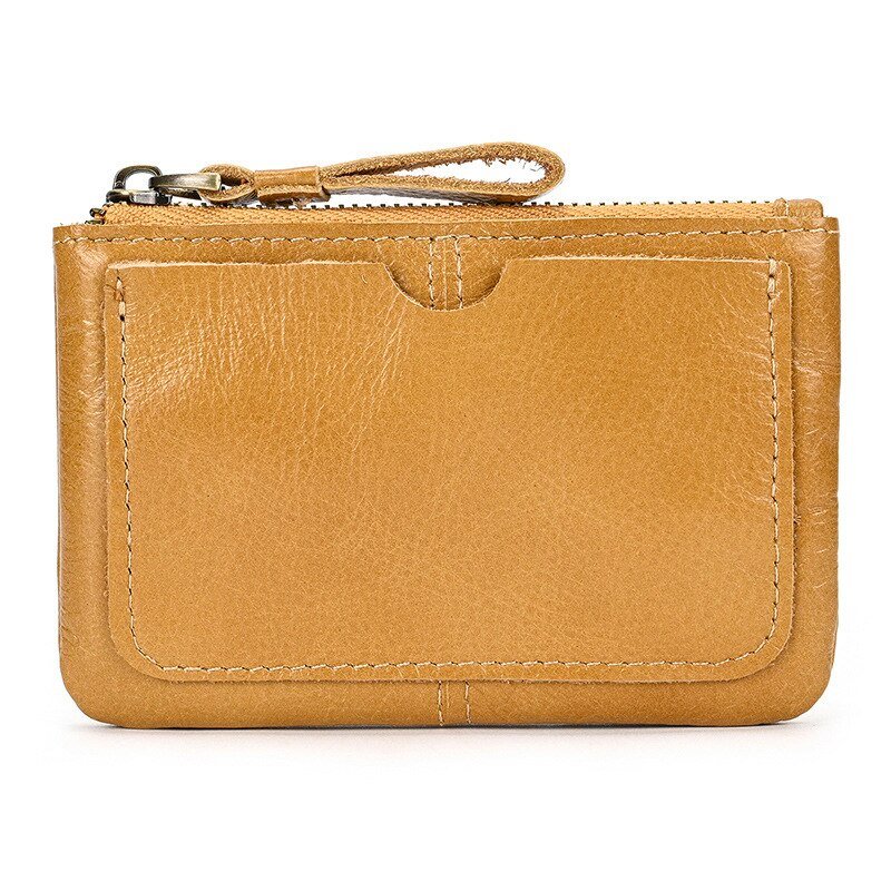 Oil skin brown_Retro Crazy Horse Leather Zero Wallet Leather Men's and ...