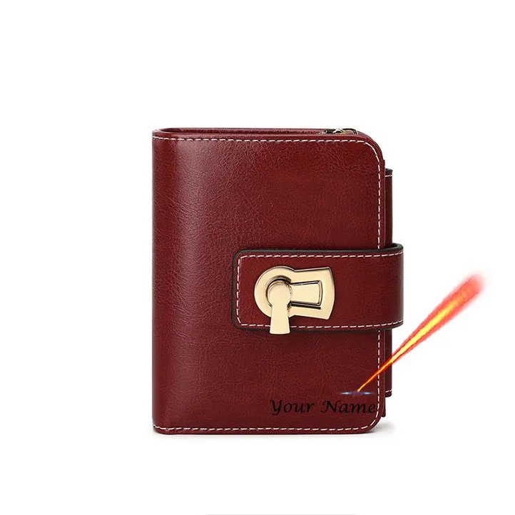 Pink_RFID Customized Wallets with Name and Photo for Women Leather ...