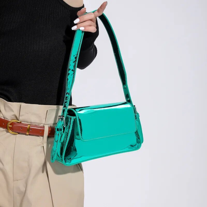 hei se_Chic patent leather Dinner bag Women Armpit Bag Silver Chic ...