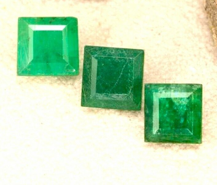 EMERALD SQUARE CUT DEEP GREEN PAKISTAN 8mm 2ct NATURAL GEM GENUINE ...