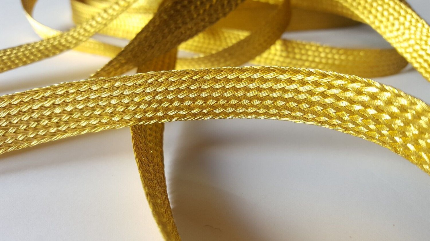 Vintage Metallic Gold Ribbon Braided Lace Trim Bridal Costume Crafts ...