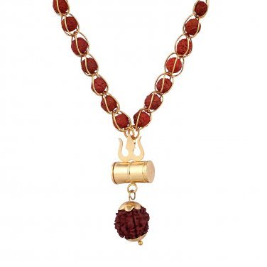 Rudraksha Golden Trishul Damru Locket Pendant with 5 mukhi Gold-plated ...