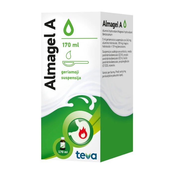 TEVA ALMAGEL A 170ml Oral Suspension Stomach Aches & Ulcer Symptoms