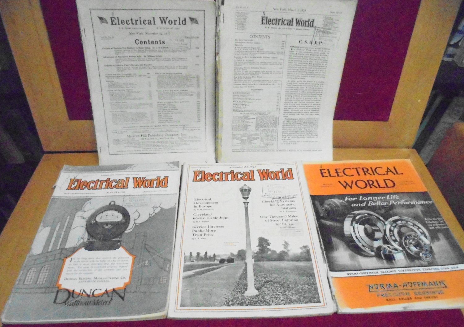 Electrical World magazines 1917-1930 5 issues