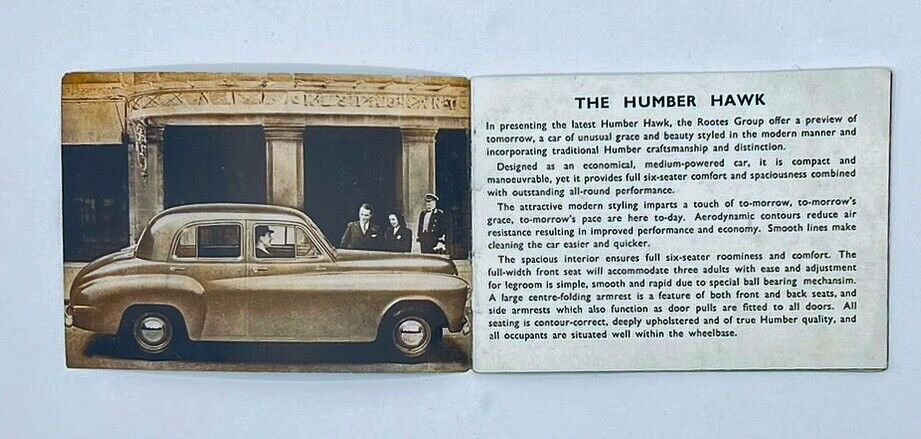 1948-1950 Humber Hawk Pocket Size Sales Brochure