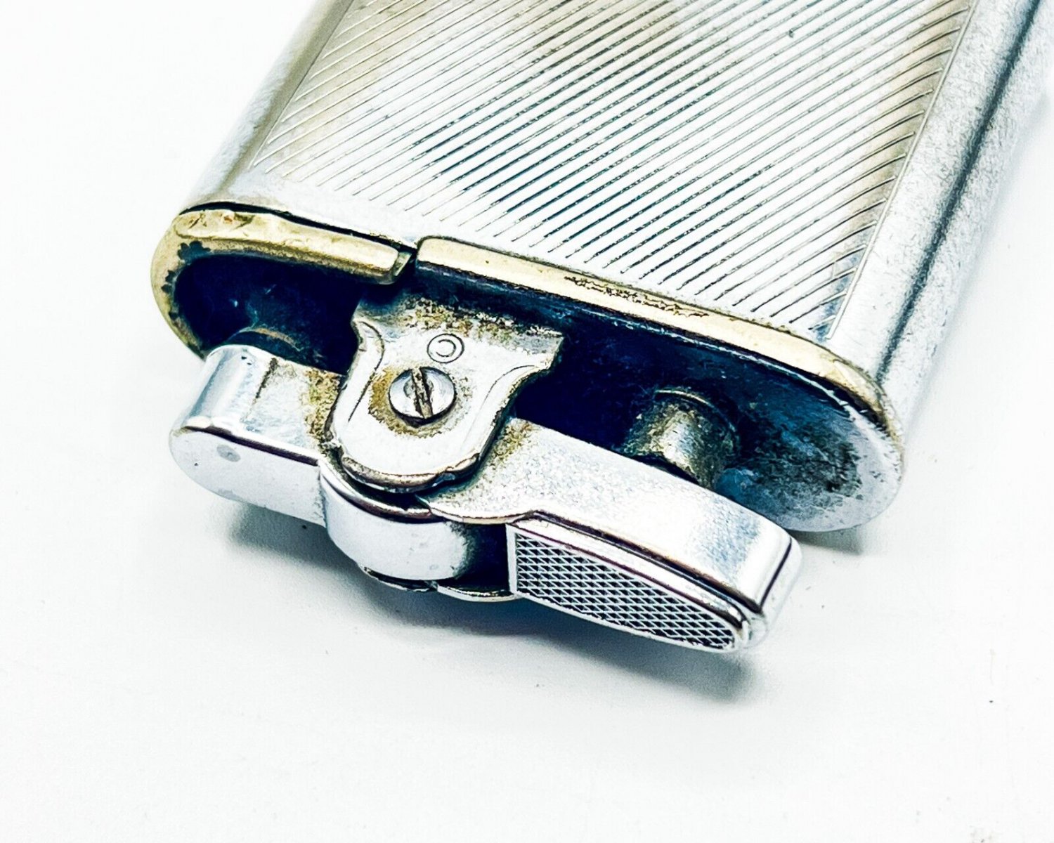 1950's Vintage Ronson Lighter w/Diagonal design + monogram JJS, mfr ...