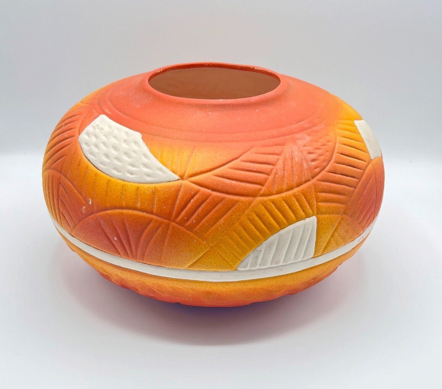 Southwest Native American Signed Pottery, Large Unglazed Painted Bowl Vase