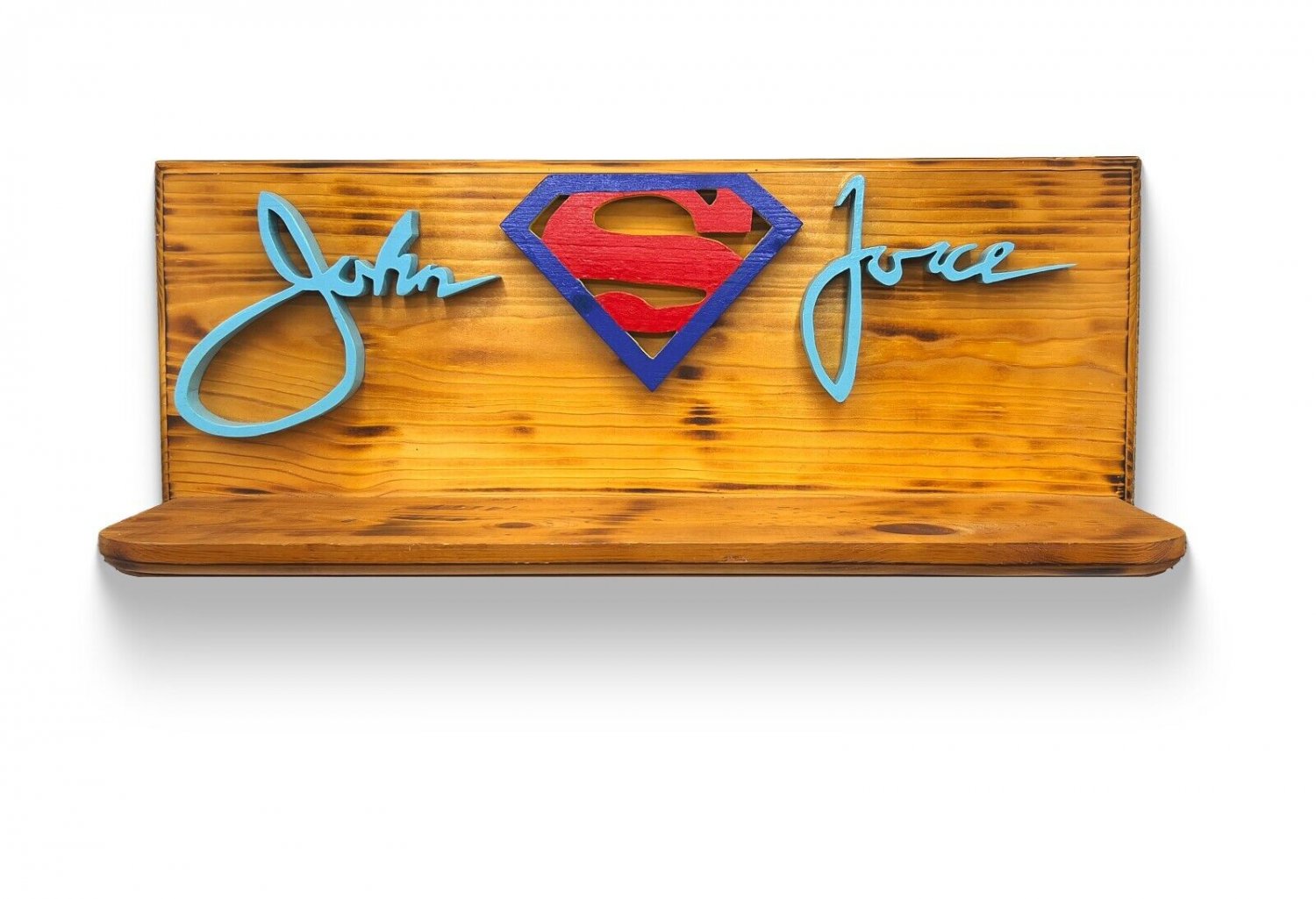 Vintage 1999 John Force SUPERMAN 3-D Cut Custom Wood Display Shelf