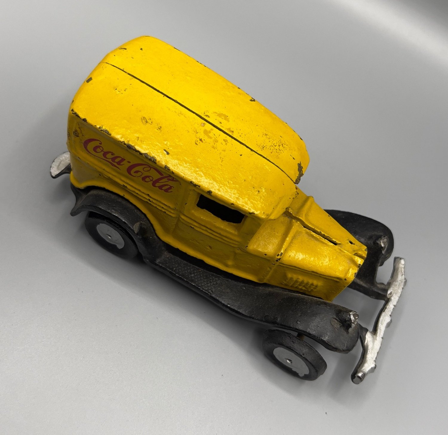Vintage Coca-Cola Coke Yellow Cast Iron Delivery Truck Toy Car Vehicle