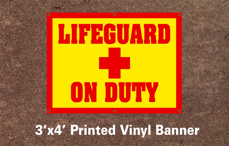 Lifeguard On Duty Banner 3x6 ft