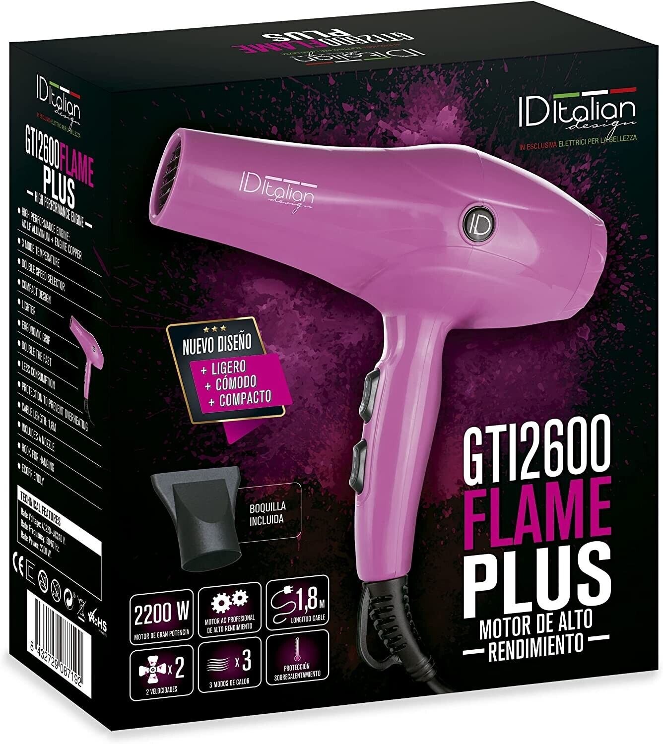 Id Italian Design - Dryer Of Hair Pink Gti 2600 With Engine AC Durable ...
