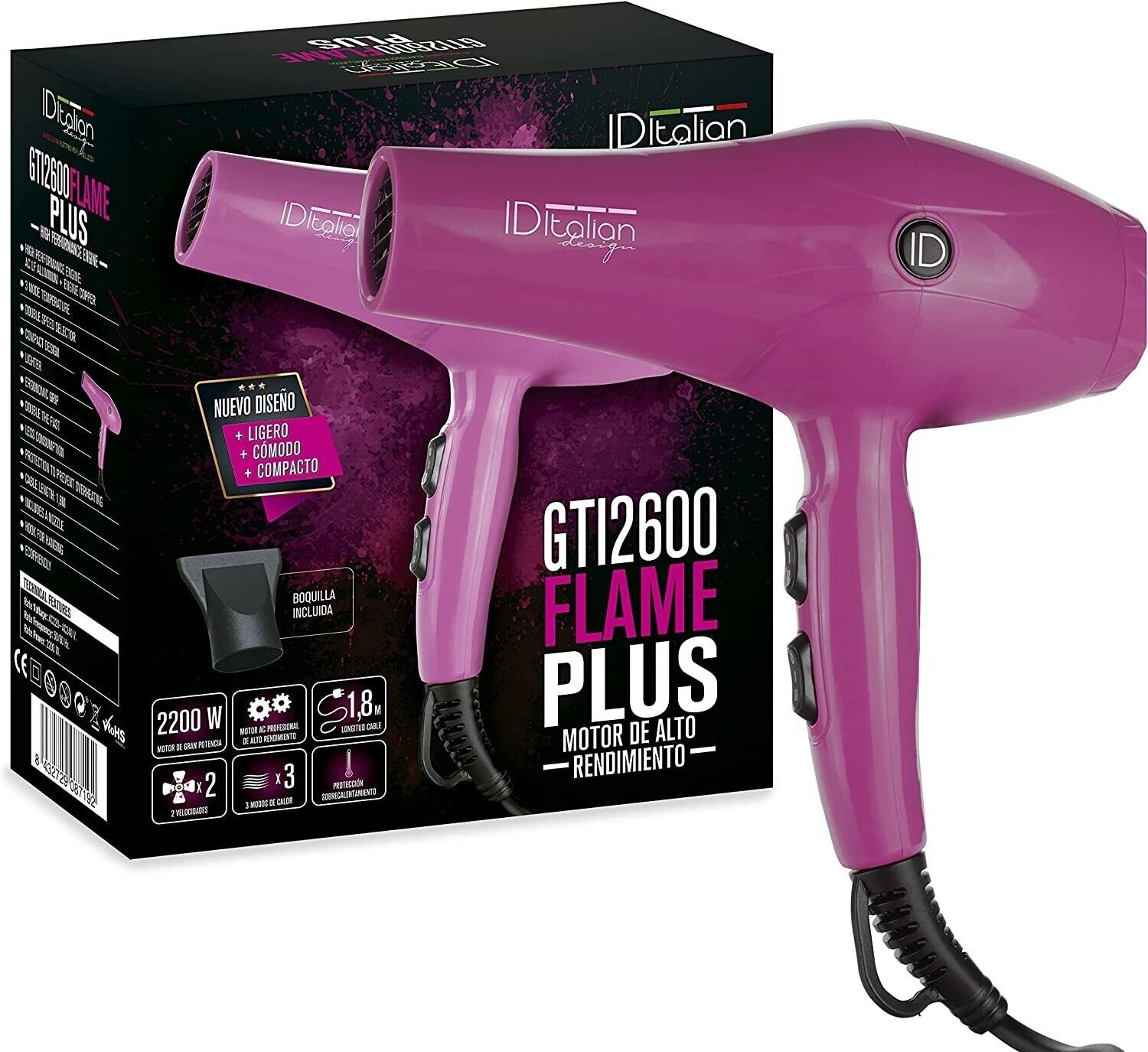 Id Italian Design - Dryer Of Hair Pink Gti 2600 With Engine AC Durable ...